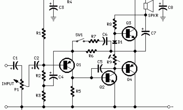 2 Watt Mini Audio Amplifier circuit design | Electronic Schematic Diagram
