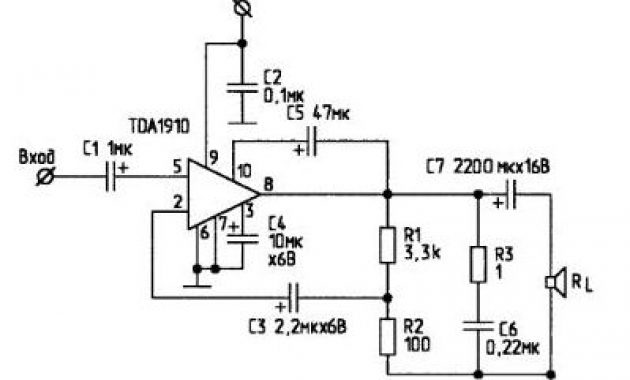 10W Audio Amplifier with TDA1910 | Electronic Schematic Diagram