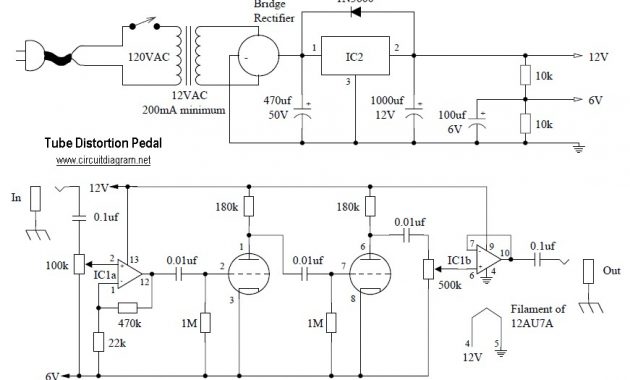 Tube Distortion Pedal | Electronic Schematic Diagram