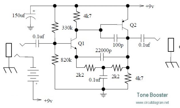 Tone Booster Circuit Electronic | Electronic Schematic Diagram