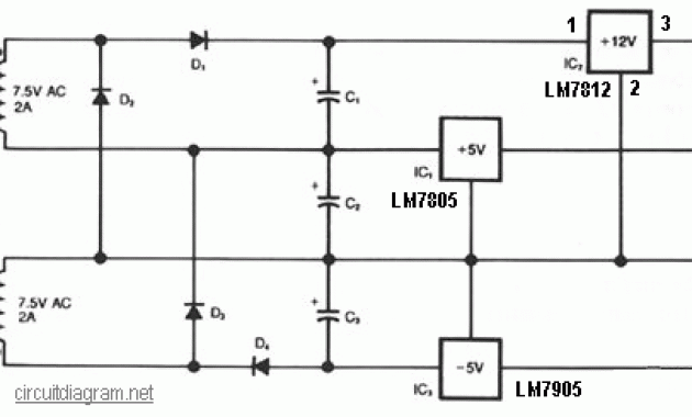 3-Rail (+12V) / (+5V) / (-5V) Regulated Power Supply | Electronic ...